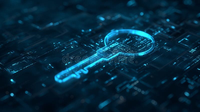 Key on Dark Blue it Computer Digital Background. Internet Technology ...