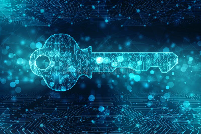 Key in Digital Background, Security Background Stock Illustration ...