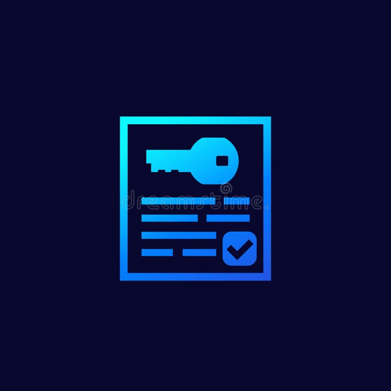 Key and Document Icon for Web Stock Vector - Illustration of checkmark ...