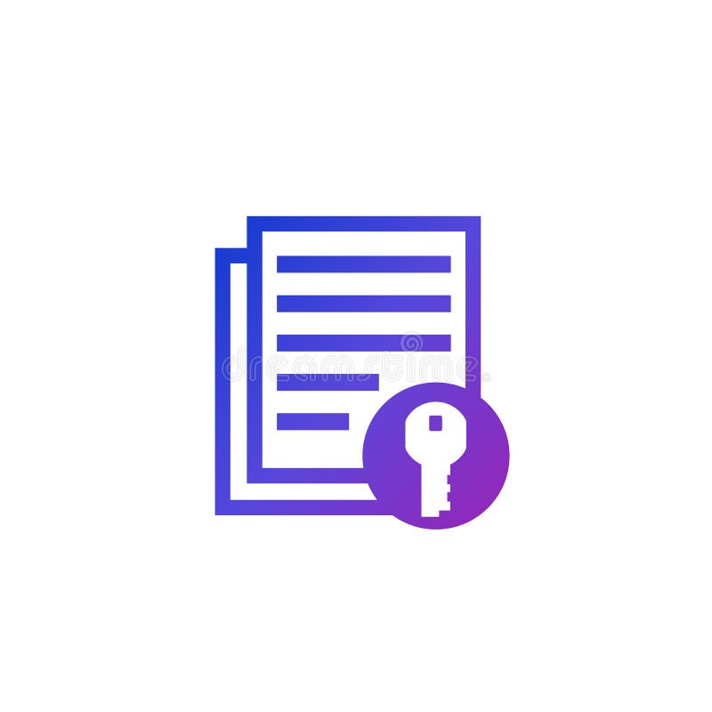 Key and Documents Icon on White Stock Vector - Illustration of private ...