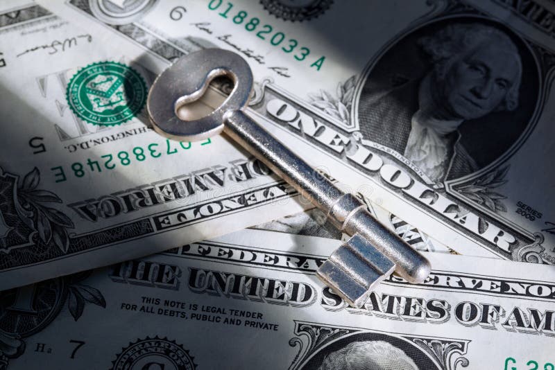 Key on dollar money stock image. Image of light, strength - 37550671