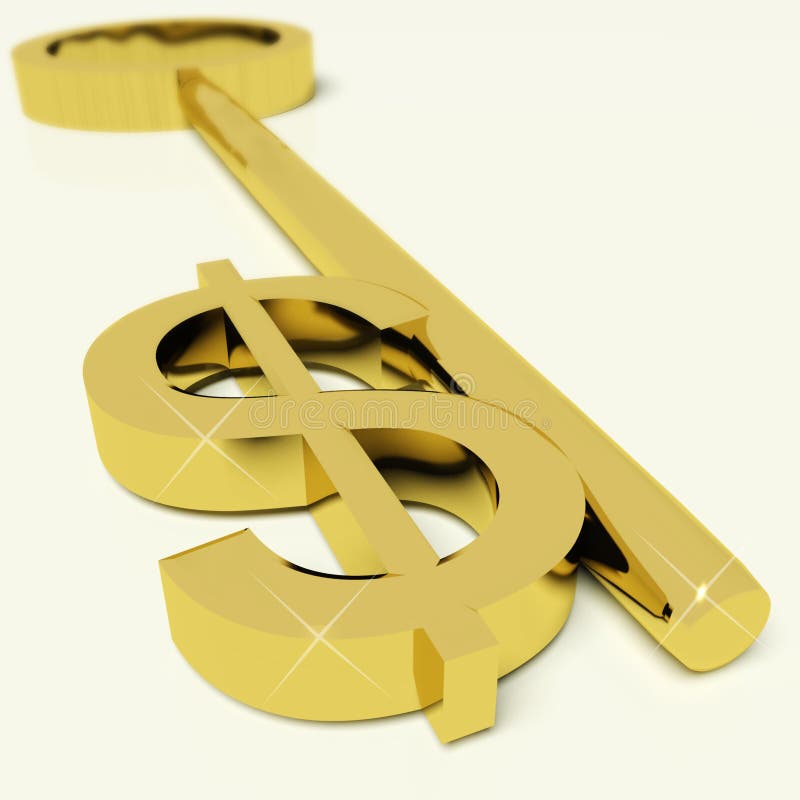 Key with Dollar Sign As Symbol for Money or Wealth Stock Illustration ...