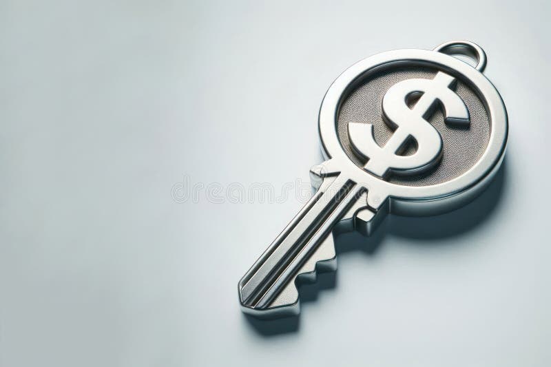 A Key with a Dollar Symbol on a Blank Background. Space for Text. Stock ...