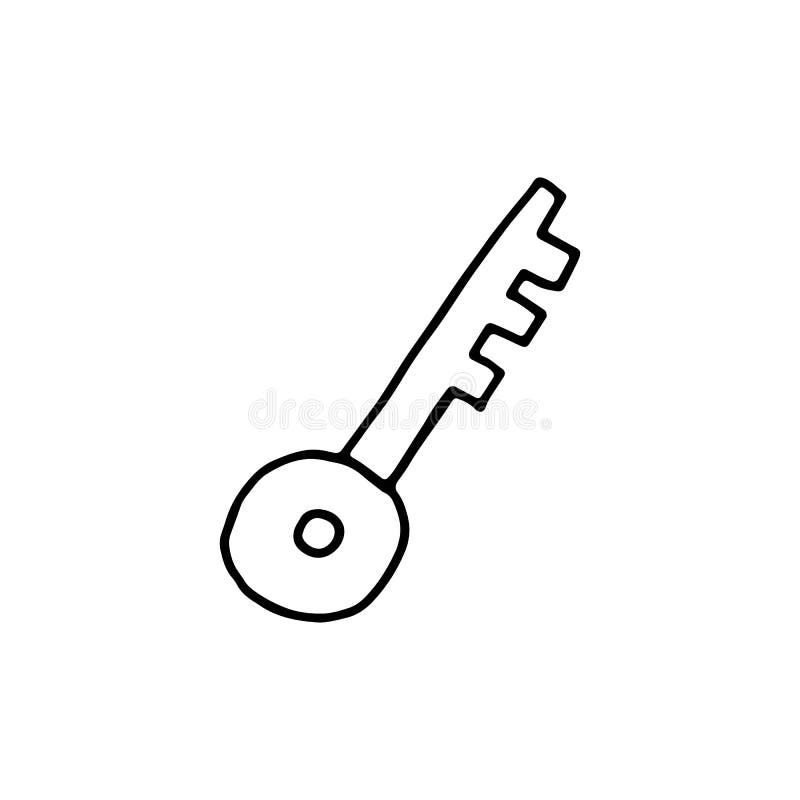 Key for the Door Lock Icon. Hand Drawing Object in Isolation Stock ...