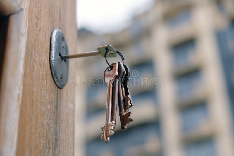 Key in door lock stock image. Image of lock, background - 157461911