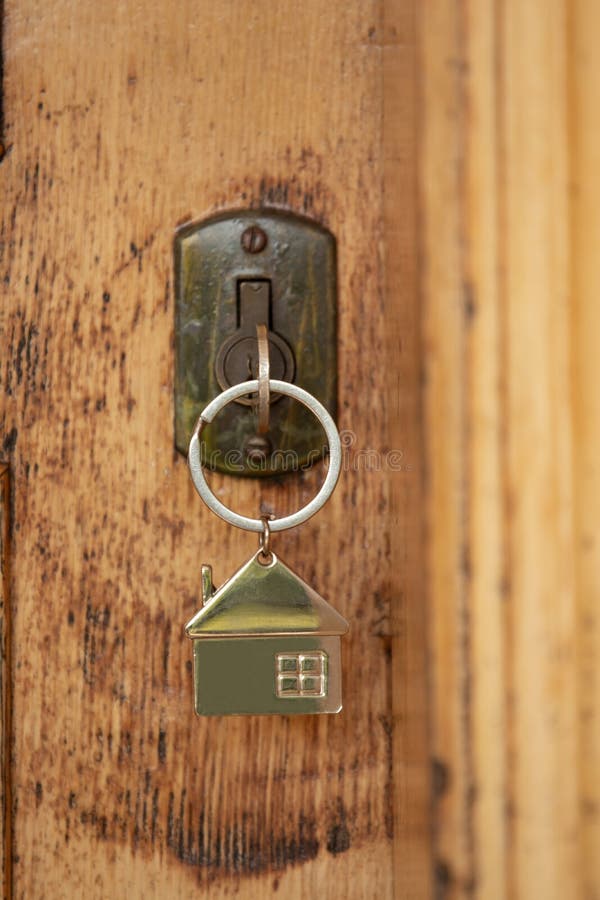 Key in the door stock image. Image of reception, secure - 256050257