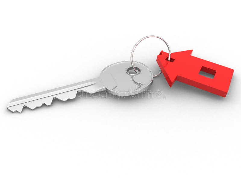 Key To a New Home Concept - House Keys with Trinket House Isolated on ...