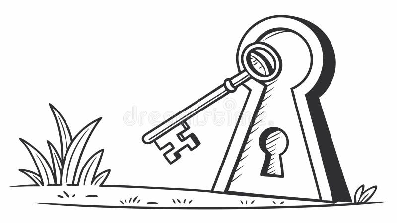 Key Entering Keyhole, Access and Security Concept, Vector Design ...