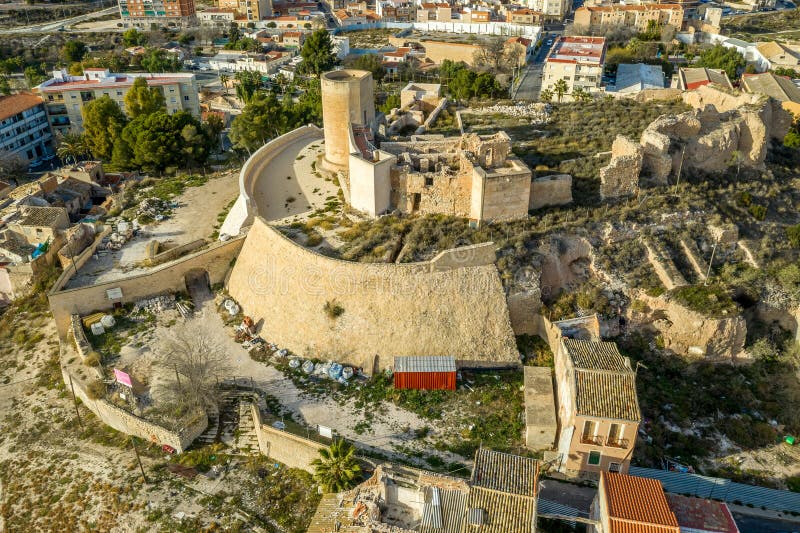 Aerial View of Newly Restored Elda Castle in Valencia Province, White ...