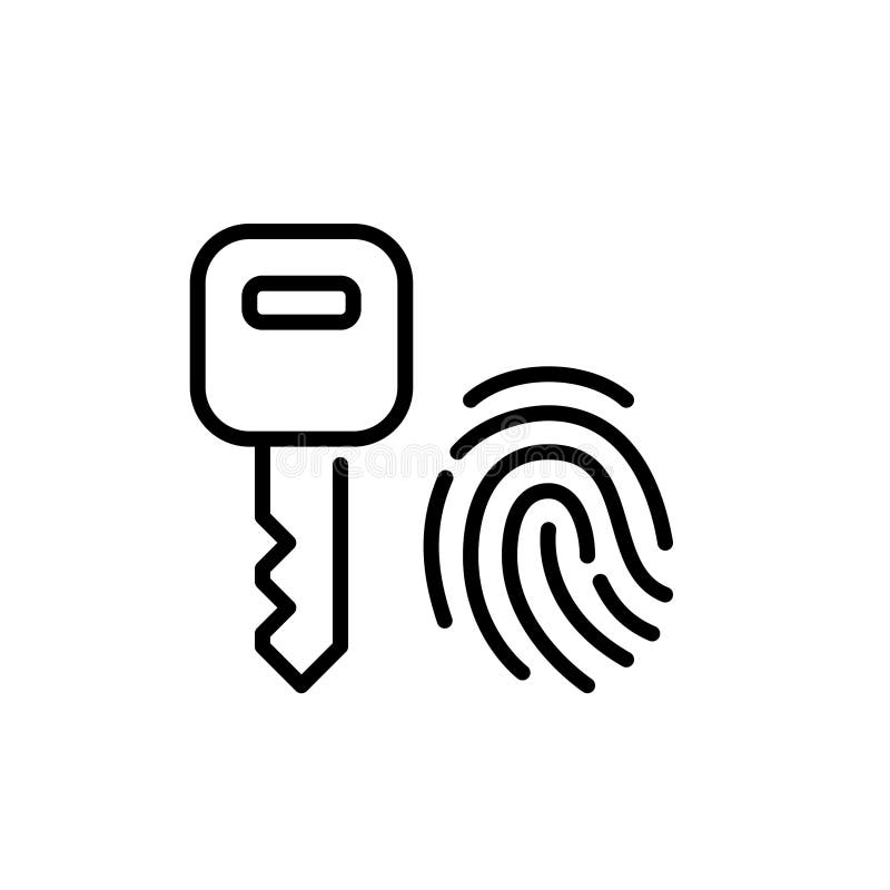 Key and Fingerprint Symbol. Secure Biometrics Access. Pixel Perfect Icon Stock Vector ...