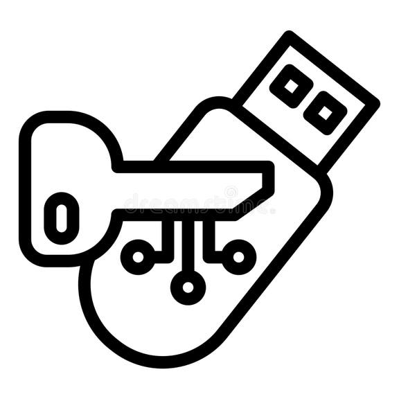 Key and Flash Drive Line Icon, Neural Dataset Concept. Vector Graphics ...