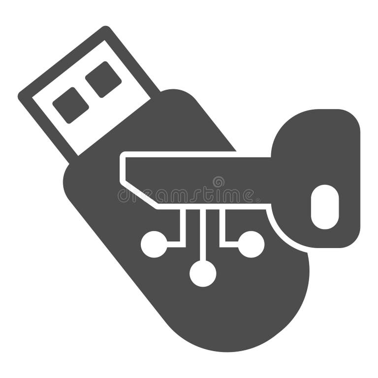 Key and Flash Drive Solid Icon, Neural Dataset Concept. Vector Graphics ...