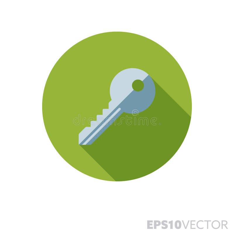 Key Flat Design Long Shadow Color Vector Icon Stock Vector ...