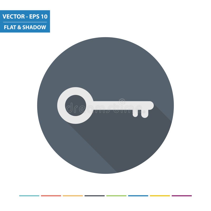 Key Flat Icon with Long Shadow. Stock Vector - Illustration of shadow ...