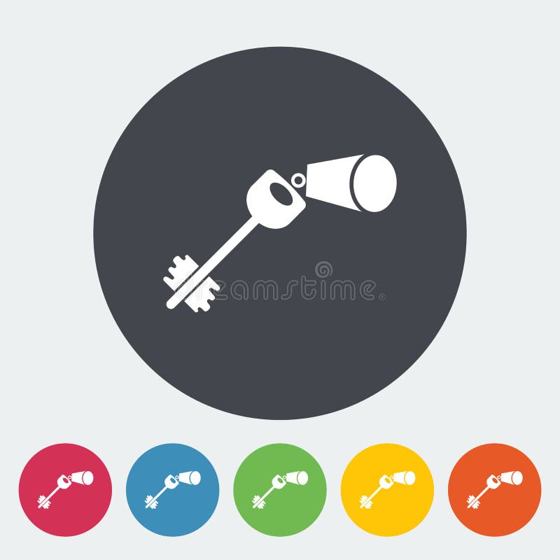 Key flat icon. stock vector. Illustration of padlock - 92001949