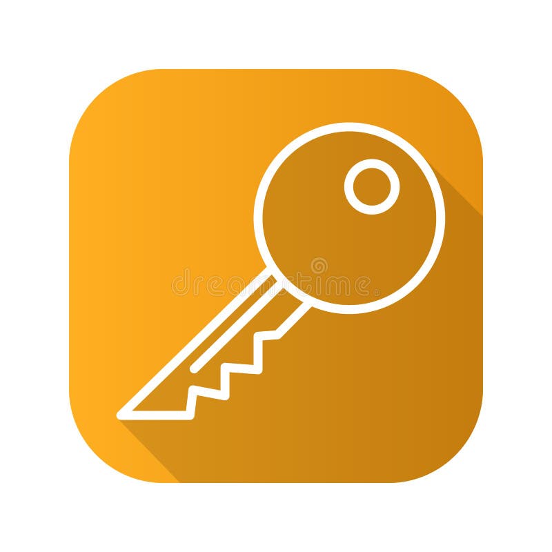 Key Flat Linear Long Shadow Icon. Vector Line Symbol. Stock ...