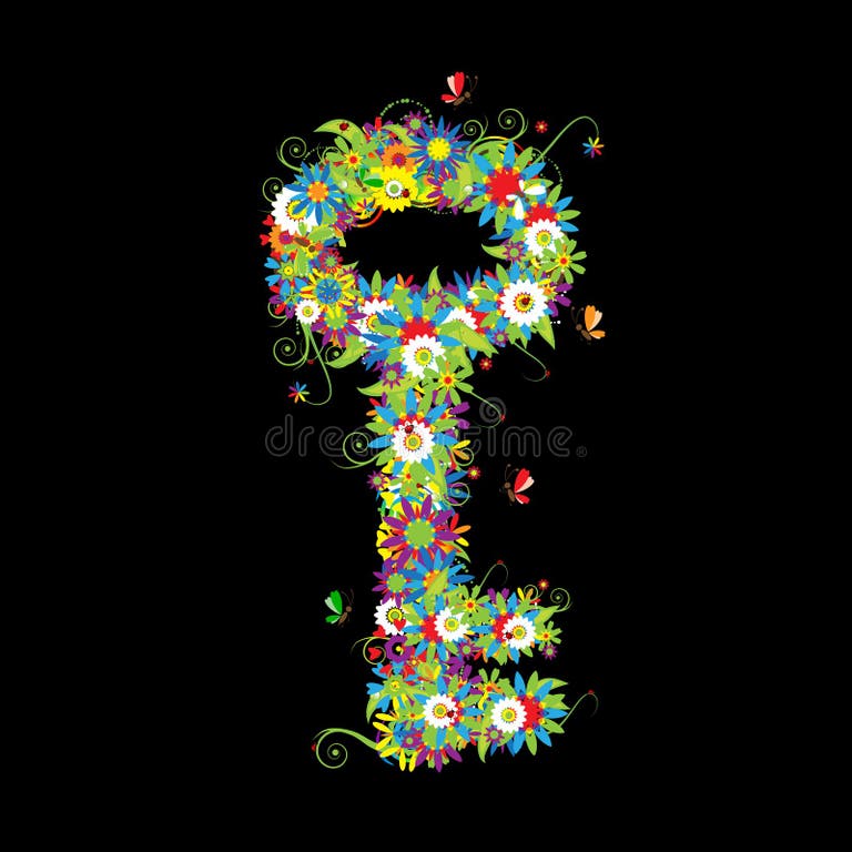 Key, floral style. stock vector. Illustration of drawing - 11252906