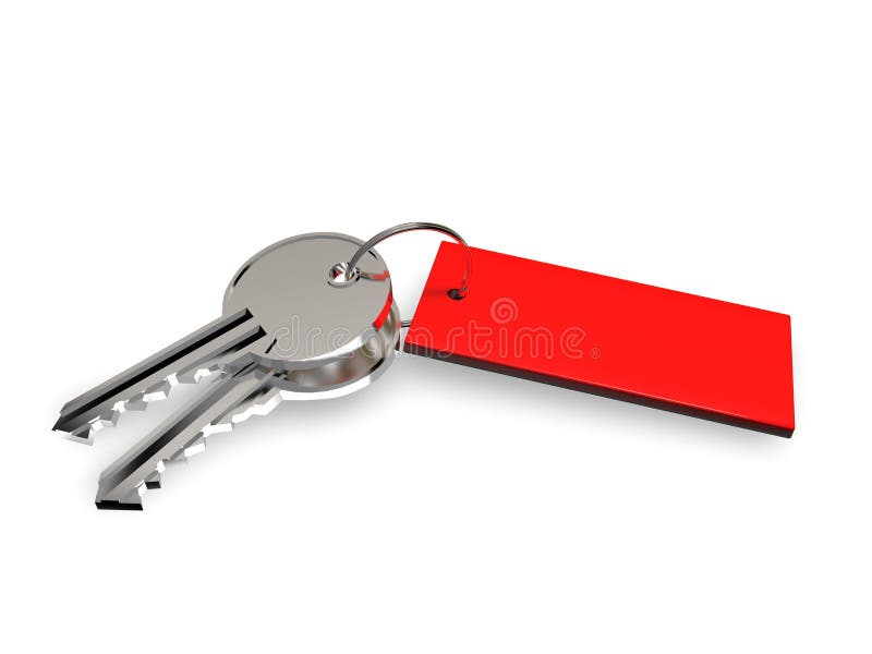 Key with Fob on White Background 3D Rendering Stock Illustration ...