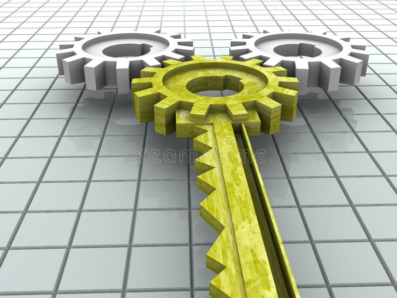 Key and gear. stock illustration. Illustration of gear - 3763312