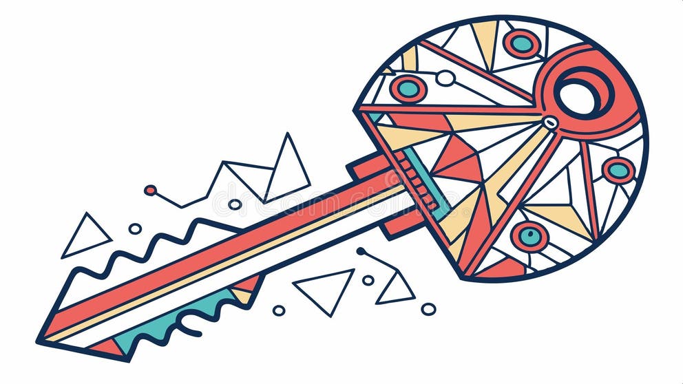 Key with Geometric Patterns, Abstract Design for Security and Access Vector Design Generative AI ...