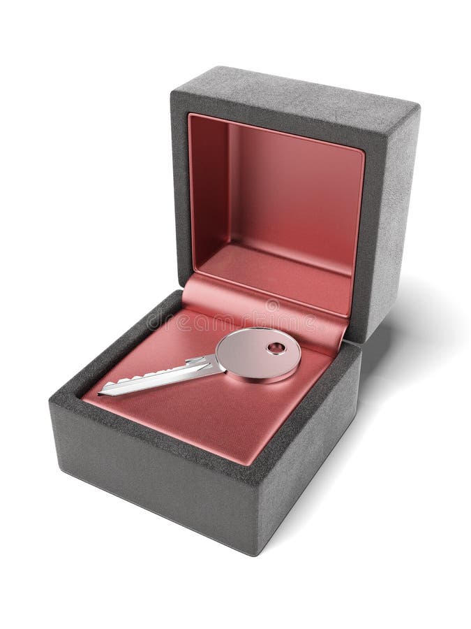 Keys in Red Gift Box Isolated Stock Photo - Image of enter, real: 20731834