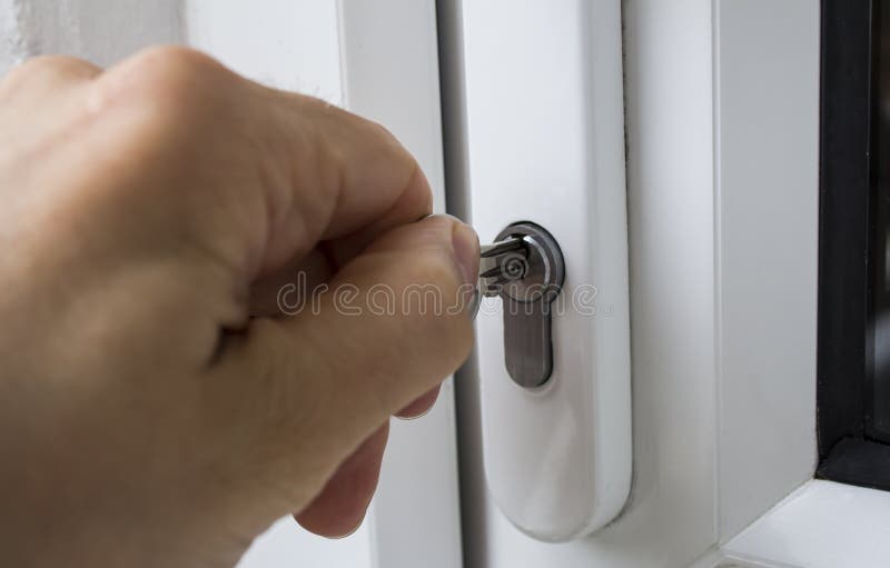 Key going into a lock stock image. Image of closeup, contemporary ...