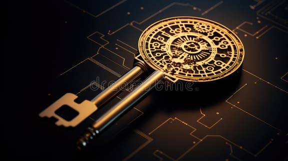 Key gold code stock illustration. Illustration of technology - 372721416