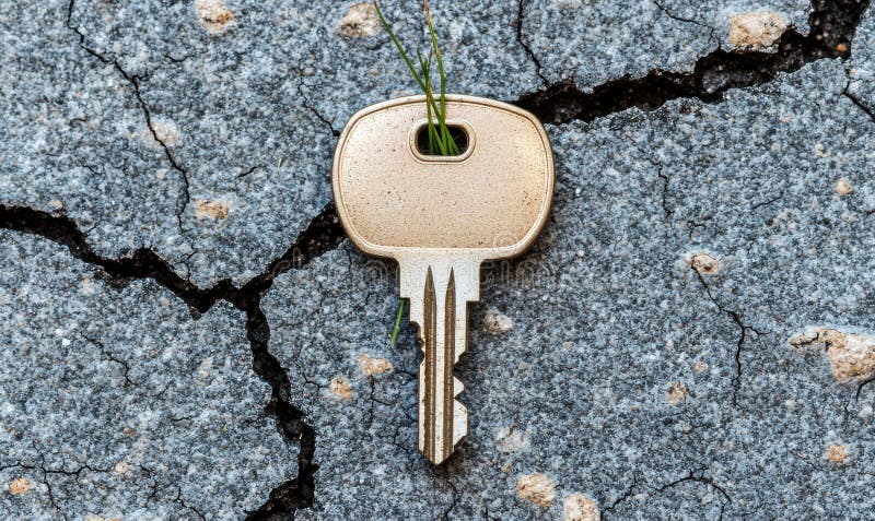 Key Growing through Cracked Concrete Stock Illustration - Illustration ...
