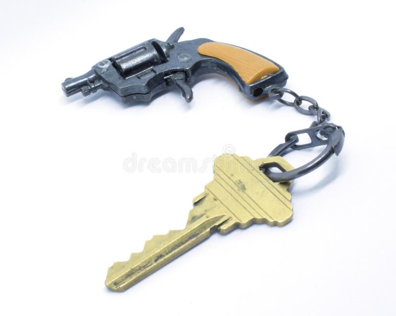 Key on a gun key-chain stock image. Image of right, amendment - 99562097