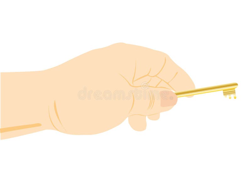 Key in hand stock vector. Illustration of hand, gold - 21979790
