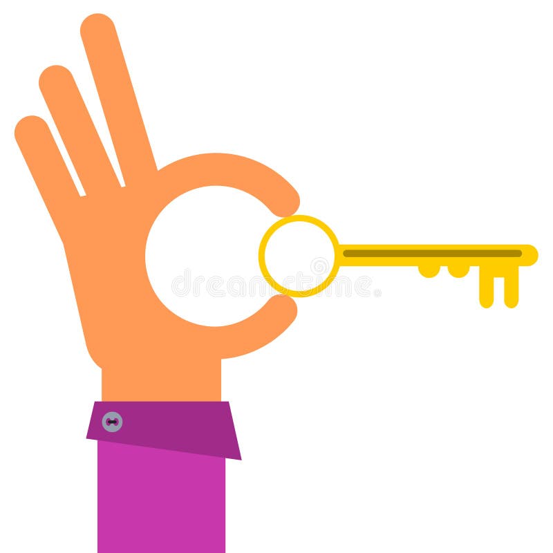 Key with hand stock illustration. Illustration of successful - 43086599