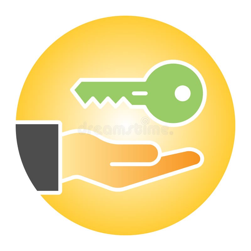 Key in Hand Flat Icon. Providing Access Color Icons in Trendy Flat ...