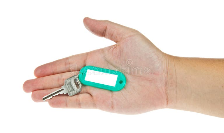 Key in hand with label stock photo. Image of idea, house - 21064764