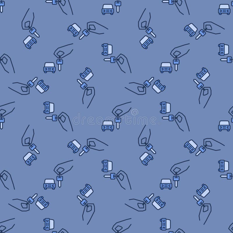 Key in Hand Vector Car Rental Blue Seamless Pattern Stock Vector ...