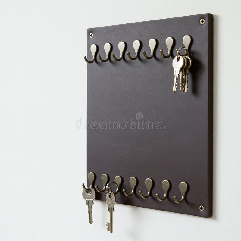 Key Holder Mounted on a Wall Featuring a Dark Rectangular Board with ...
