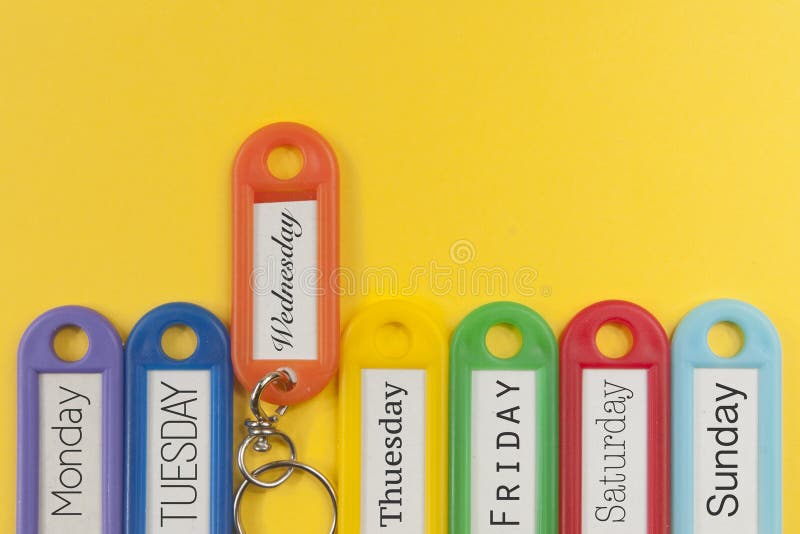 Key Holders with Day Names on Them Stock Image - Image of door ...