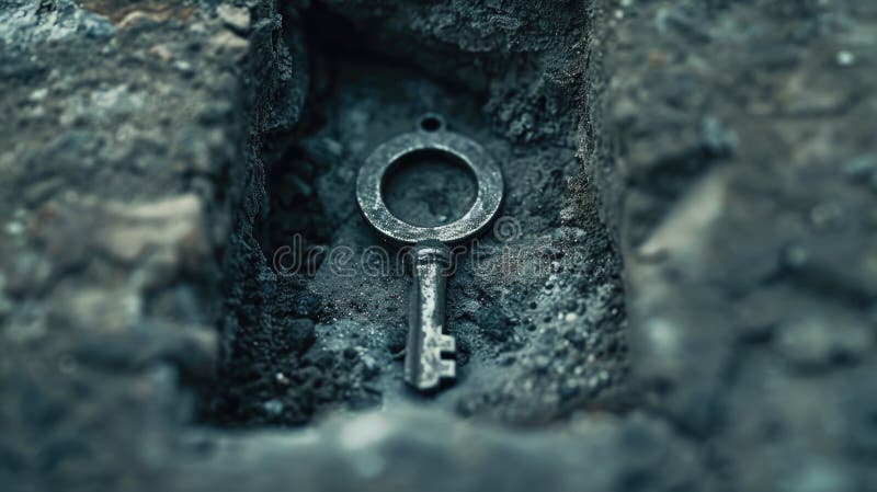 A Key in a Hole in the Ground. Suitable for Security Concepts Stock ...