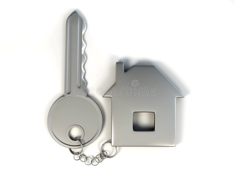Golden Home Key with House Silhouette Stock Illustration - Illustration ...