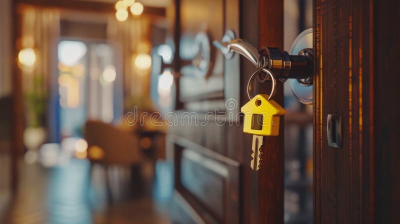 The Key in House Door.AI Generated Image Stock Image - Image of home ...