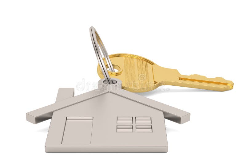 A Key with House Isolated on White Background, 3D Render. 3D ...
