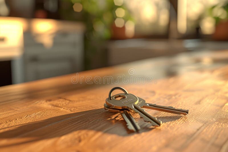 Key of House Keys on Table in Kitchen Stock Illustration - Illustration ...