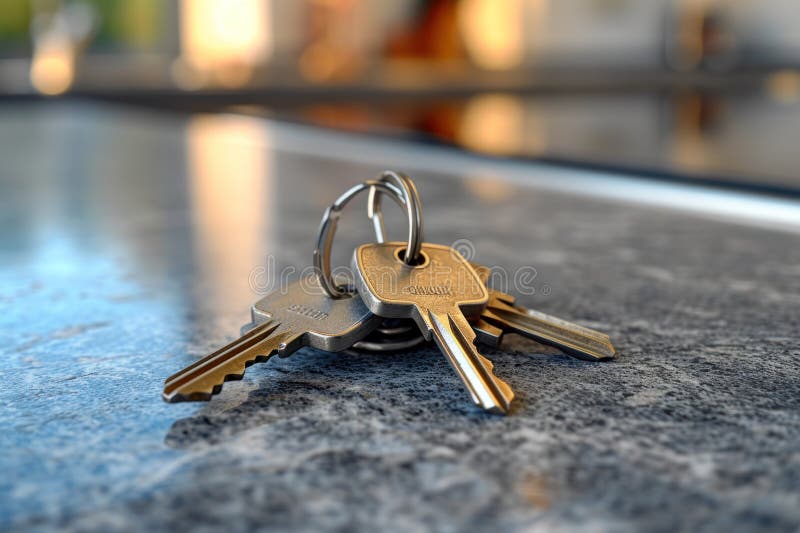 Key of House Keys on Table in Kitchen Stock Photo - Image of wood, ring ...