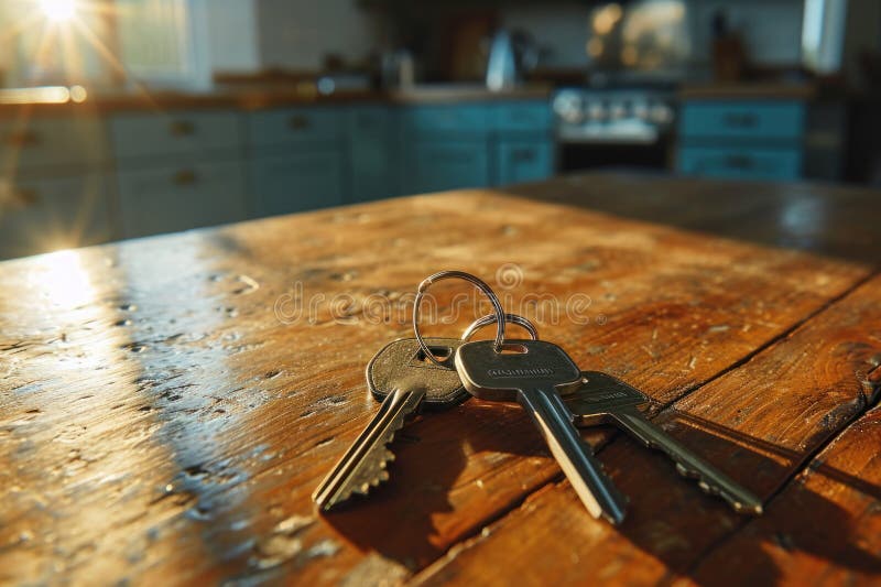 Key of House Keys on Table in Kitchen Stock Illustration - Illustration ...