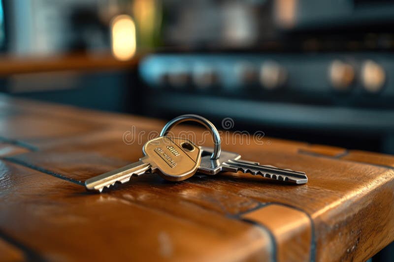 Key of House Keys on Table in Kitchen Stock Image - Image of silver ...