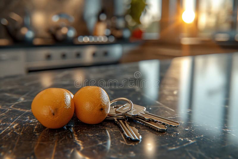 Key of House Keys on Table in Kitchen Stock Photo - Image of steel ...