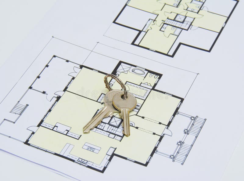 Key on house plan stock image. Image of moving, metal - 52670537