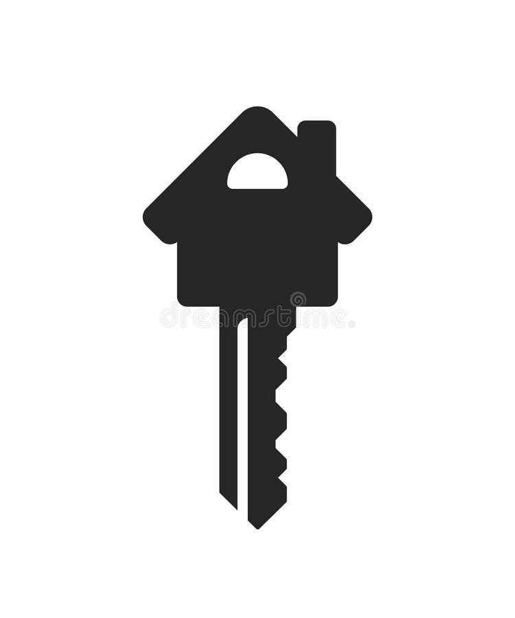 Key in House Shape - Vector Icon or Logo Stock Vector - Illustration of ...