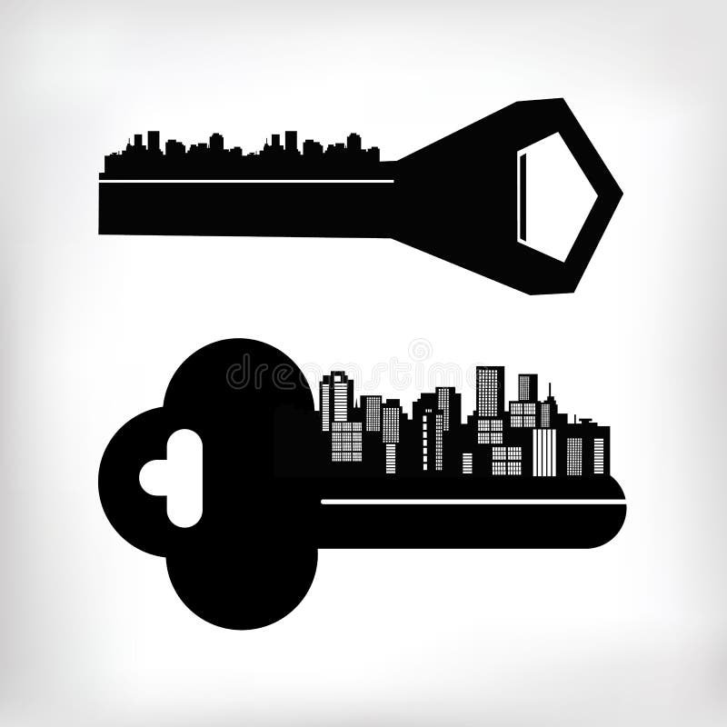 Key house symbol door lock stock illustration. Illustration of ...