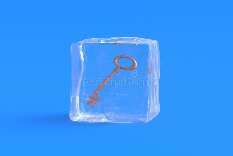 Key in ice cube stock illustration. Illustration of privacy - 267768700