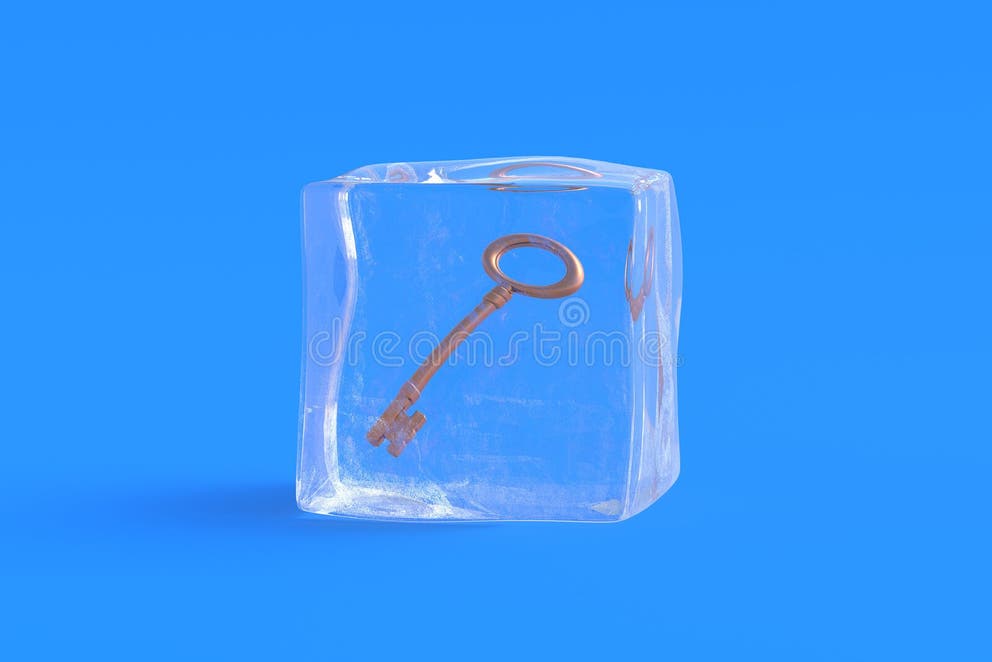 Key in ice cube stock illustration. Illustration of privacy - 267768700